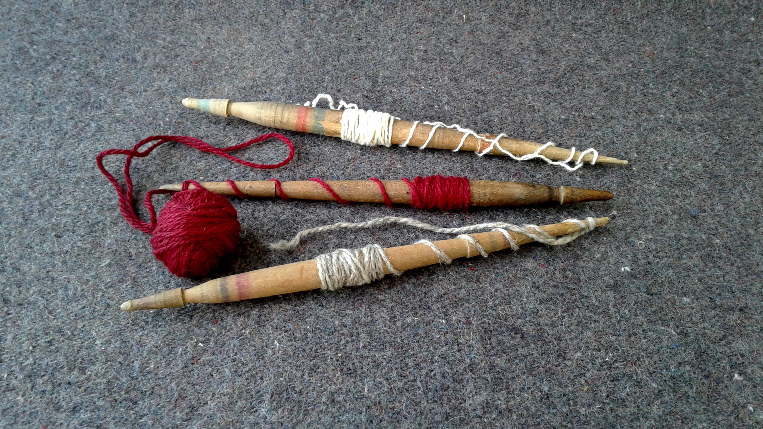 Vintage 3 Wooden Spindles for Wool, Farmhouse, Primitive Wooden ...