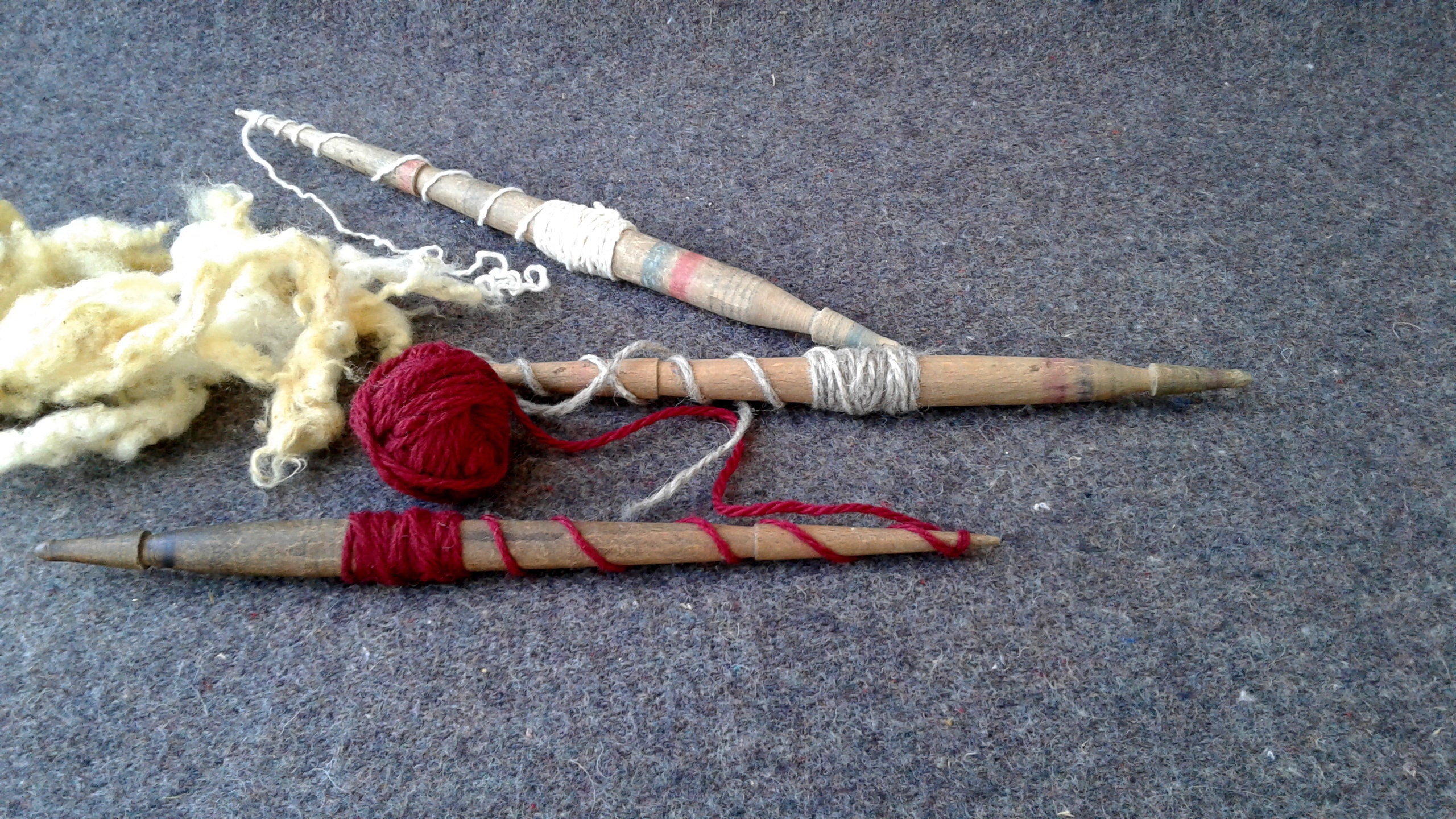 Vintage 3 Wooden Spindles for Wool, Farmhouse, Primitive Wooden ...