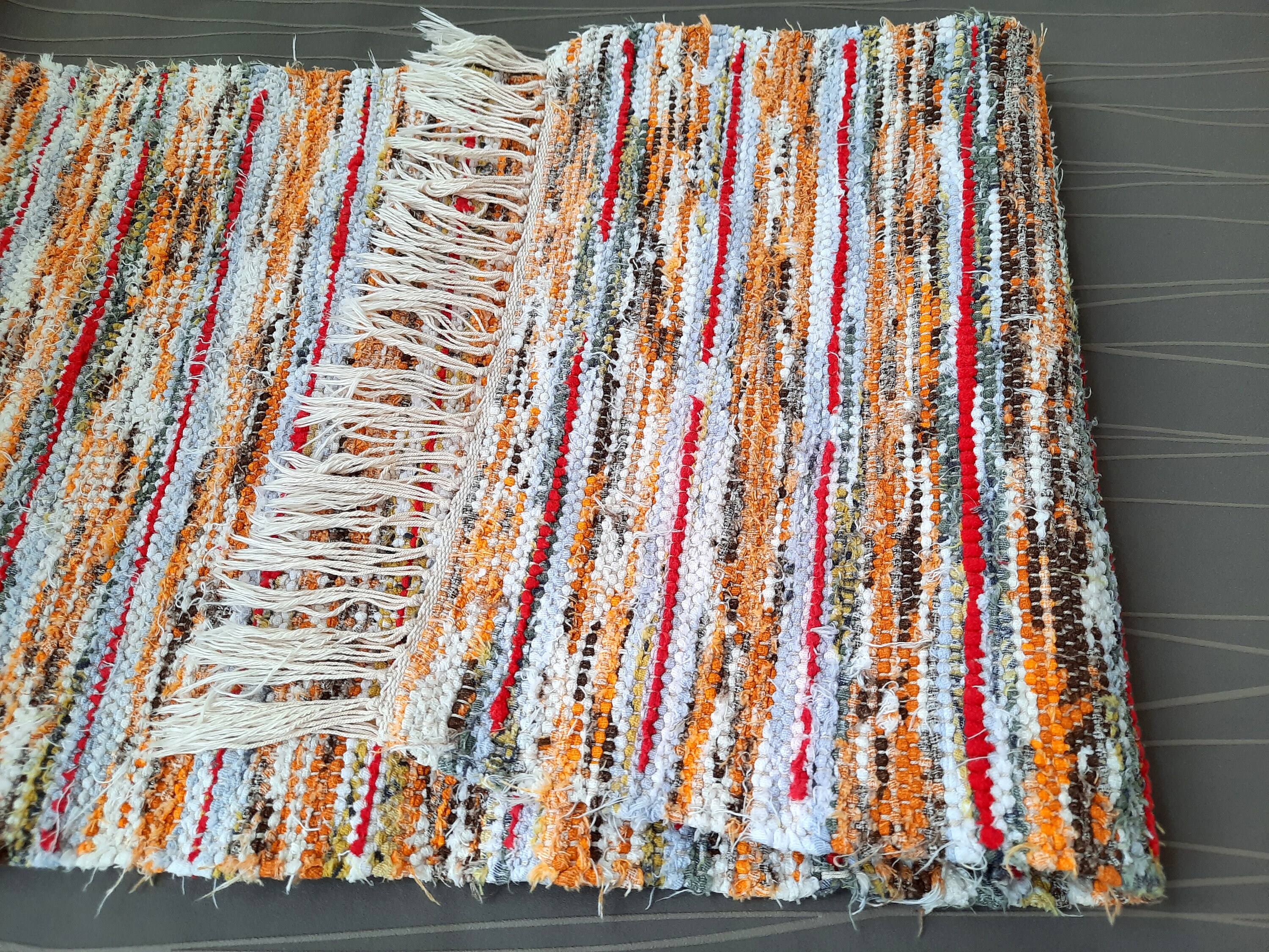 Scandinavian Hand Woven Rag Rug, Vintage Floor Runner, Handmade Rug ...