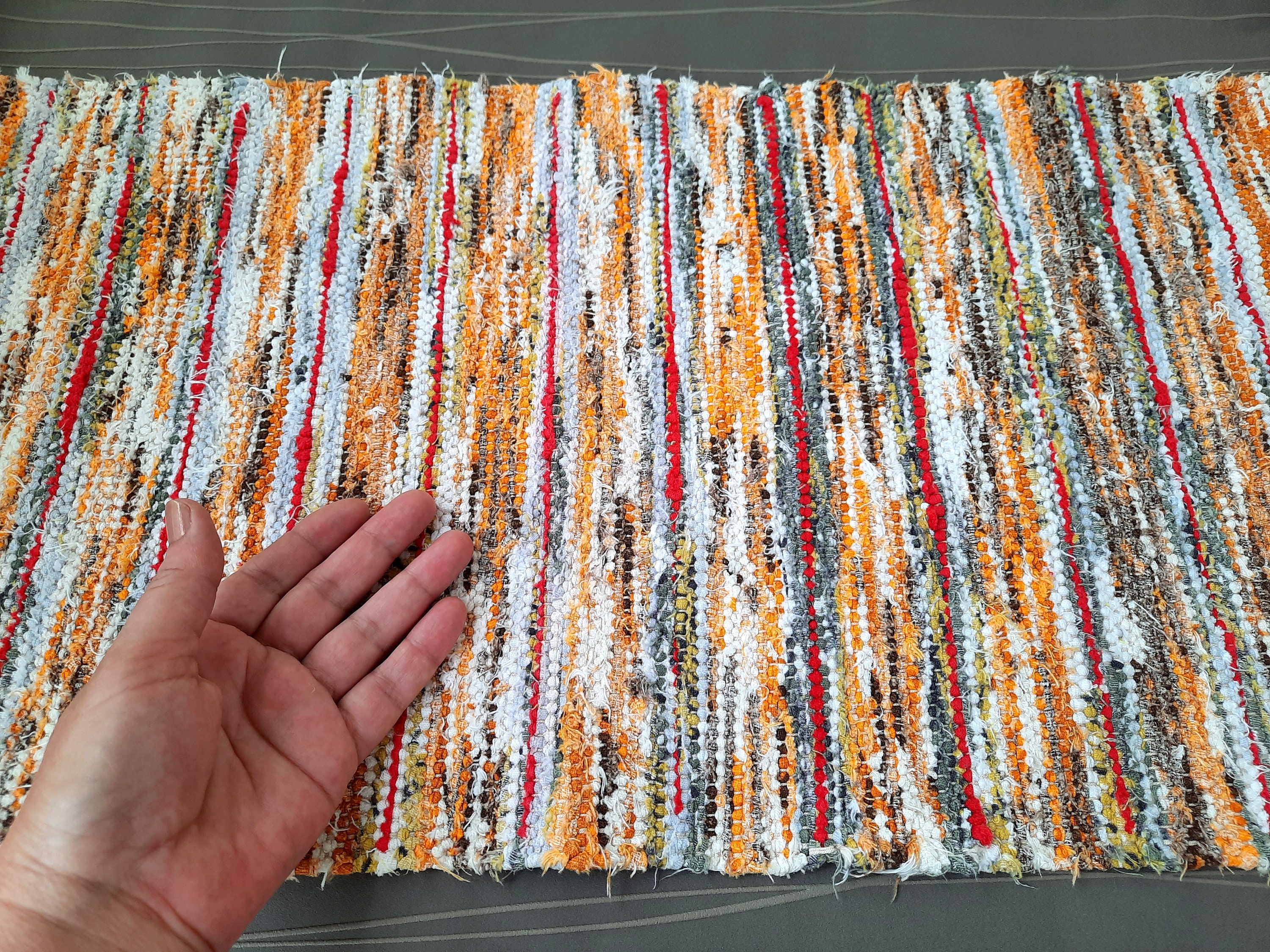 Scandinavian Hand Woven Rag Rug, Vintage Floor Runner, Handmade Rug ...