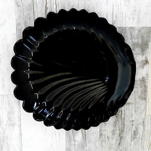 Vintage Black Glass Plate, Shell - Etsy