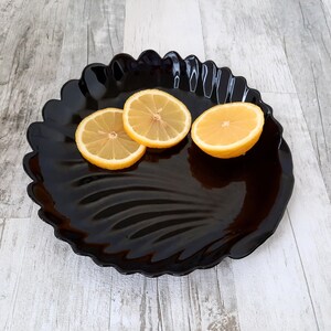 Vintage Black Glass Plate, Shell - Etsy