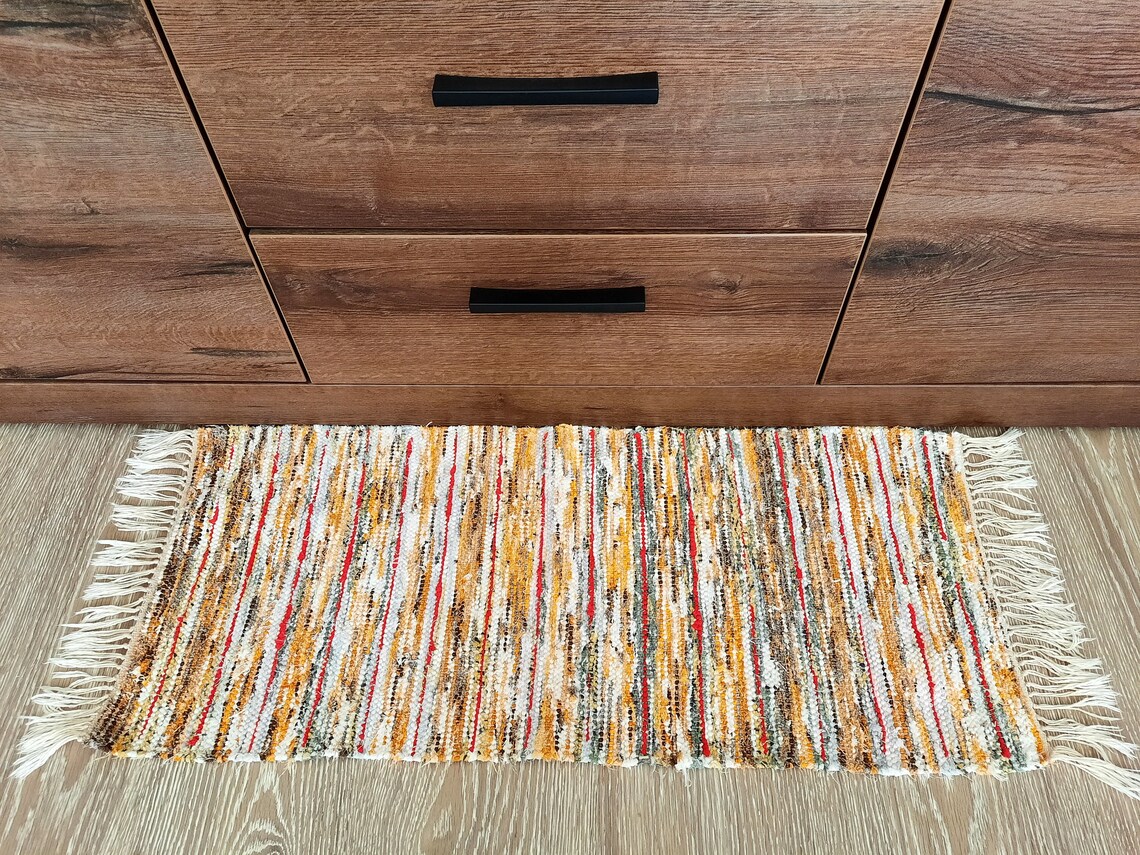 Scandinavian Hand Woven Rag Rug, Vintage Floor Runner, Handmade Rug ...