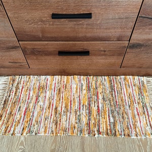 Scandinavian Hand Woven Rag Rug, Vintage Floor Runner, Handmade Rug ...