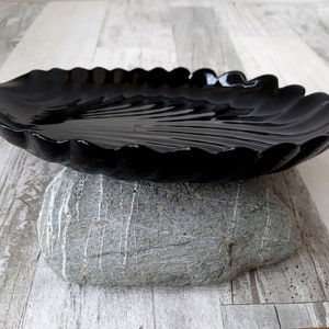 Vintage Black Glass Plate, Shell - Etsy