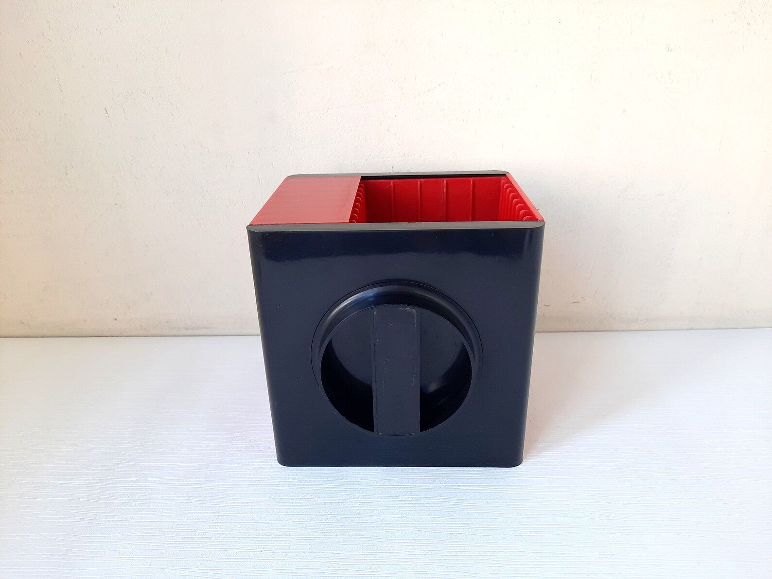 Vintage Rotating Cassette Holder, Cassette Carousel, Red and Black ...