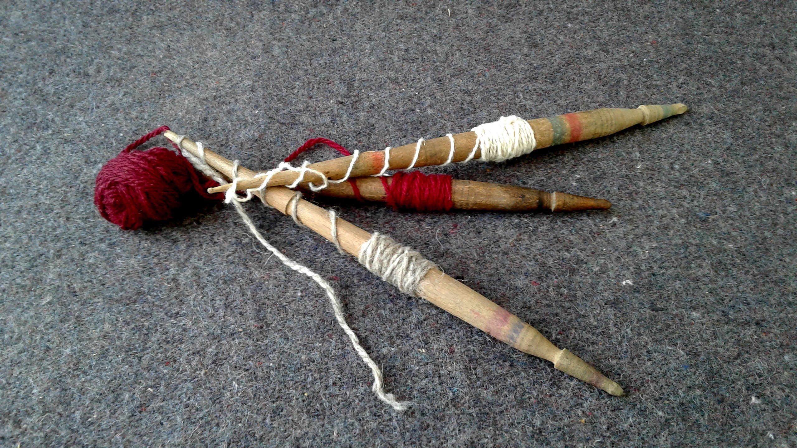 Vintage 3 Wooden Spindles for Wool, Farmhouse, Primitive Wooden ...