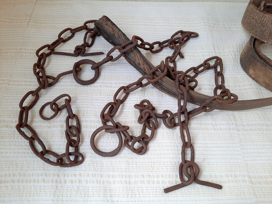 Vintage Hand Forged Chain, Old Handmade Rusty Chain, Rustic Home Decor ...