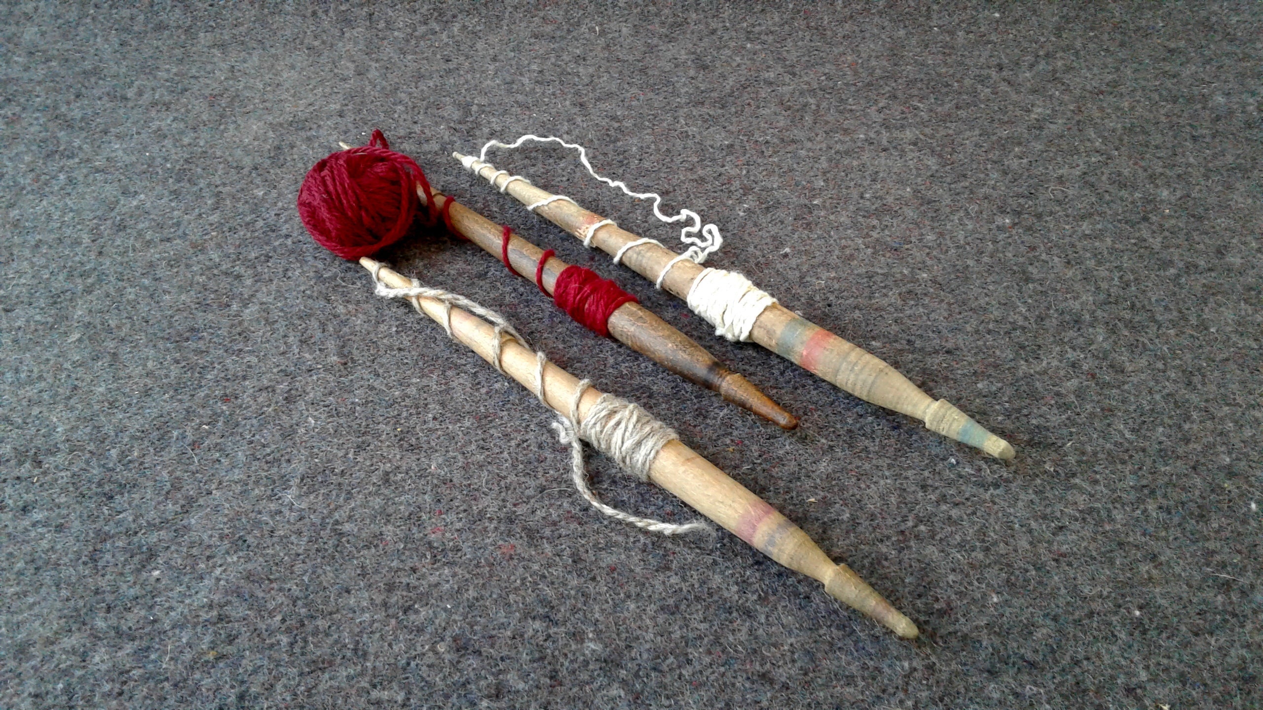 Vintage 3 Wooden Spindles for Wool, Farmhouse, Primitive Wooden ...