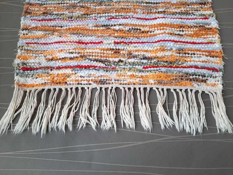 Scandinavian Hand Woven Rag Rug, Vintage Floor Runner, Handmade Rug ...