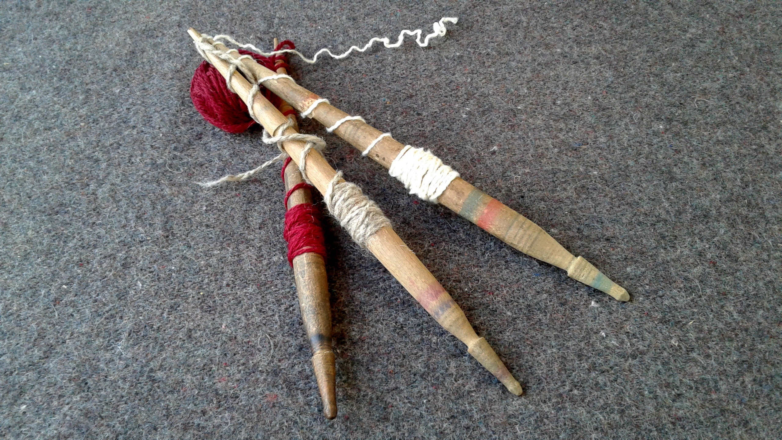 Vintage 3 Wooden Spindles for Wool, Farmhouse, Primitive Wooden ...