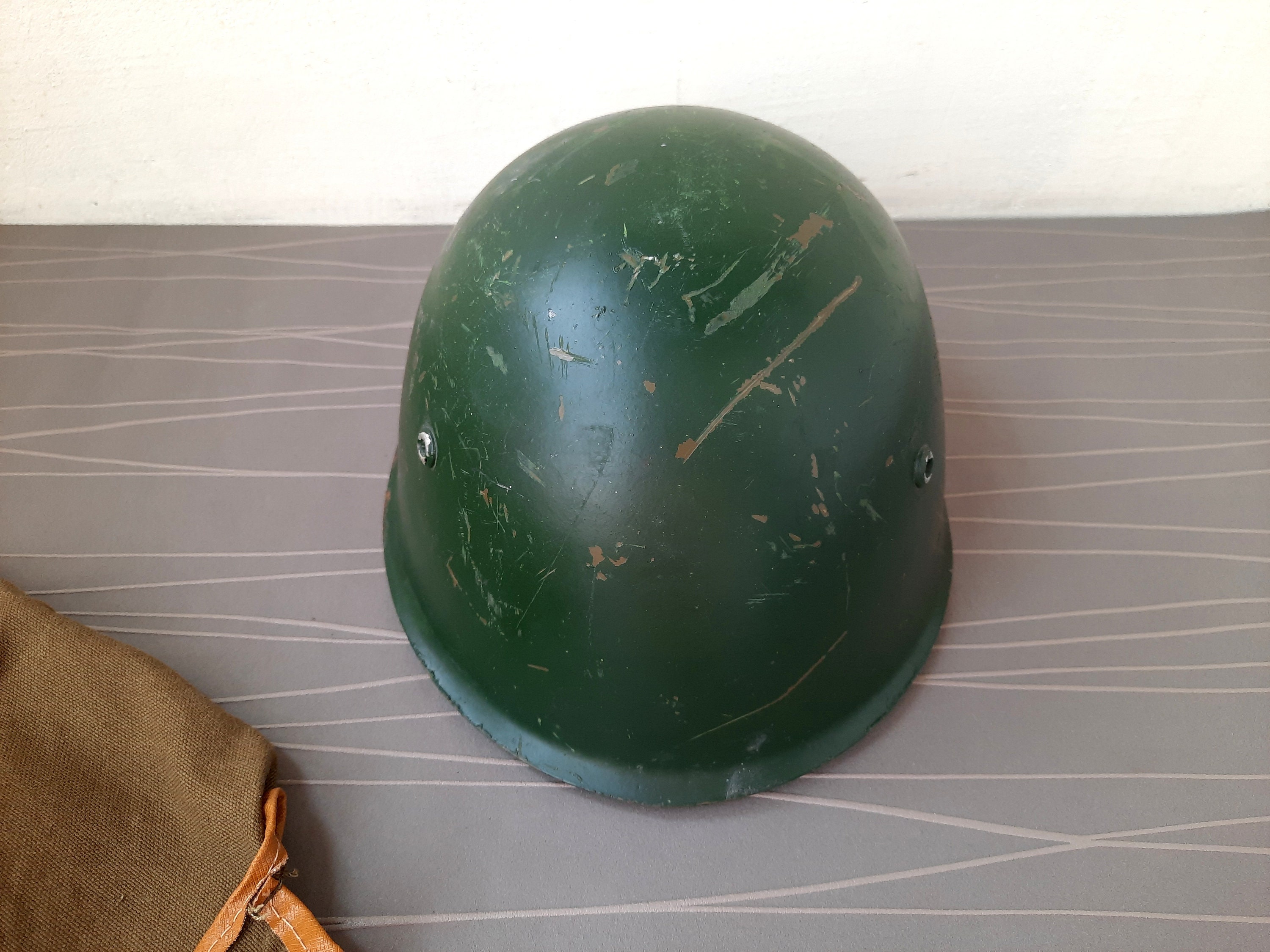 Vintage Military Helmet, Green Metal Helmet - Etsy