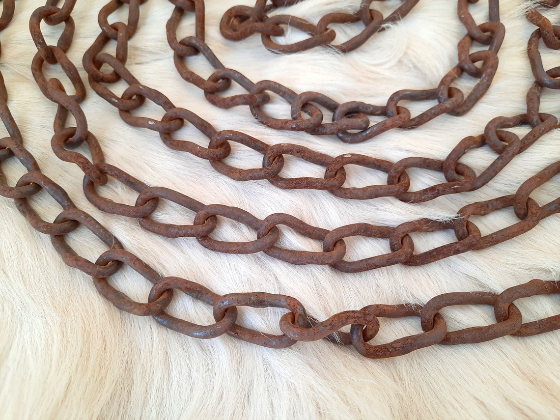 Antique Long Rusty Chain 1417 Vintage Hand Forged | Etsy