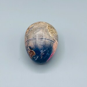 Paperweight Carved World / Earth Map Egg Shaped Stone Art Etched ...