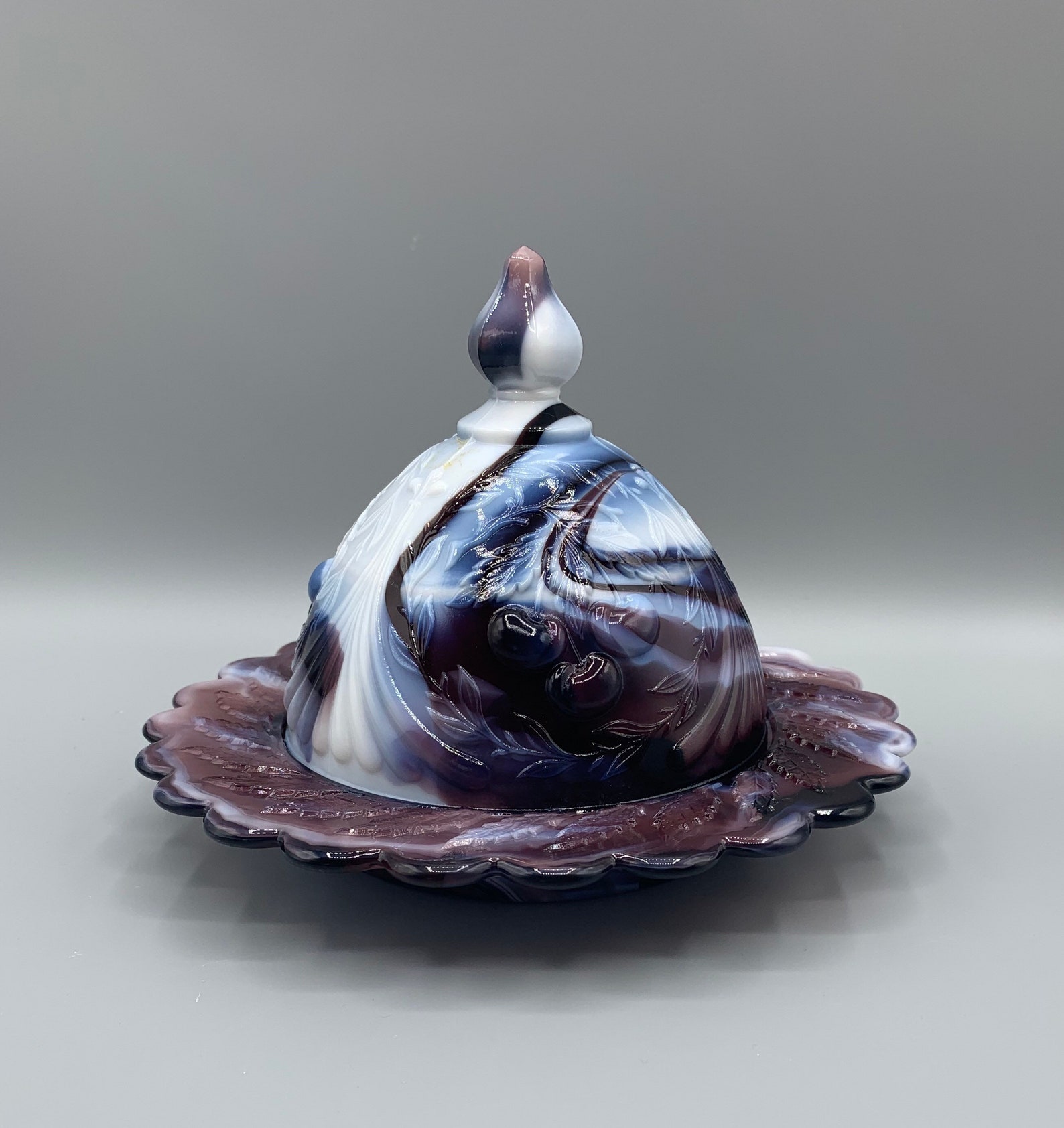 Purple Slag Glass Westmoreland Butter Dish With Cherry Design - Etsy