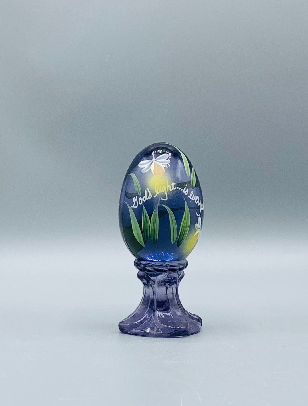 Fenton Art Glass Egg - Ice Purple - “god’s Light is Everywhere” - Glows ...