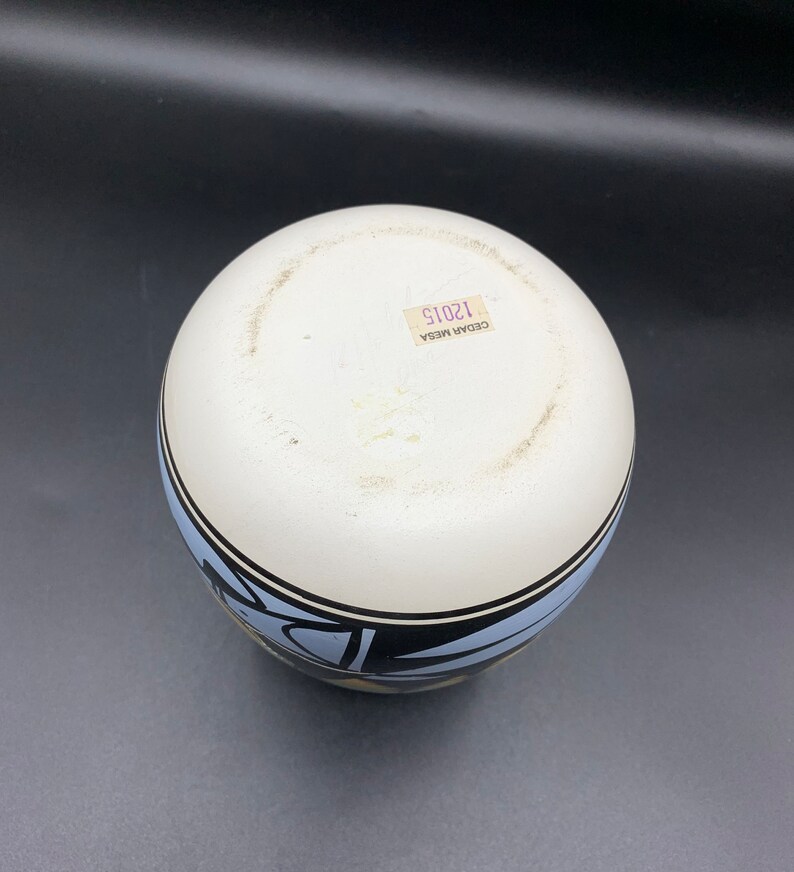 Cedar Mesa Navajo Pottery Vase Native American Hand Painted and Etched Signed by Artist R Hatali ...