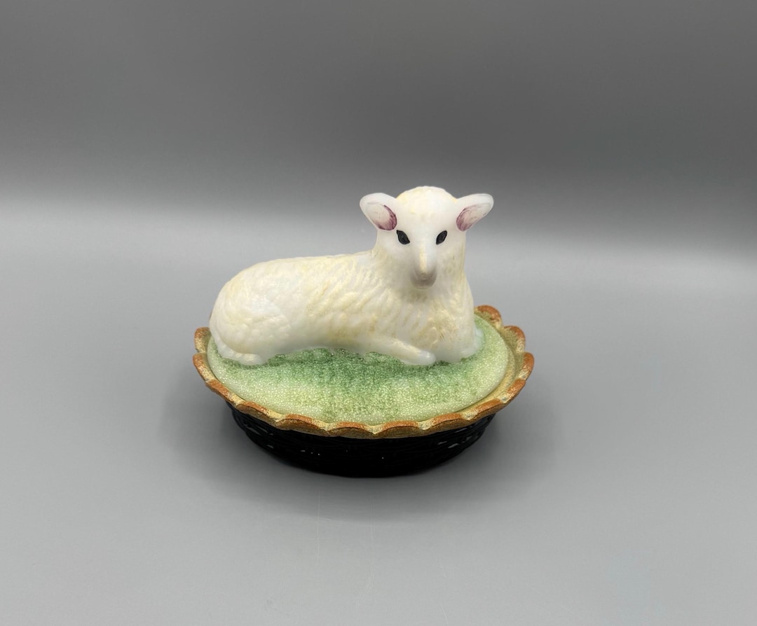 Fenton - Folk Art Lamb on a Nest - Handpainted and Signed by Artist ...