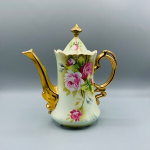 Lefton Teapot Set With Sugar Bowl W Lid and Creamer Green Heritage With ...