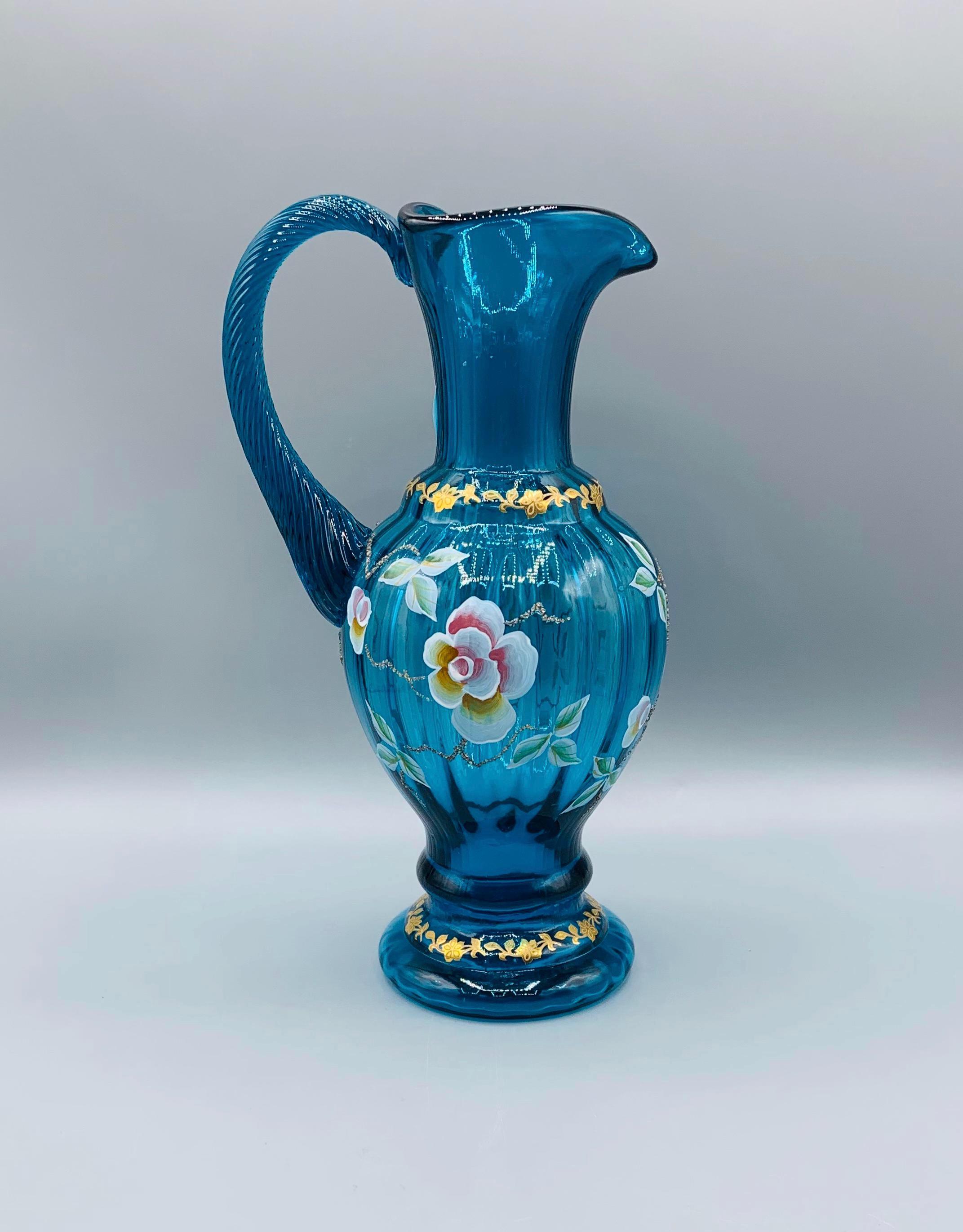 FENTON - Turquoise Blue Pitcher/ewer - New Century Collection ...