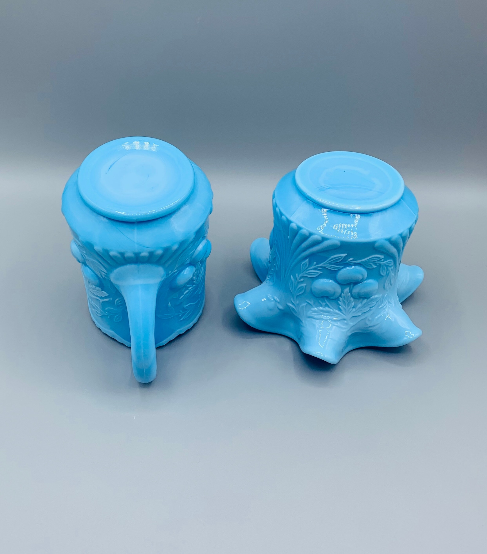 Westmoreland Blue Slag Glass Sugar and Creamer in the Cherry Design - Etsy