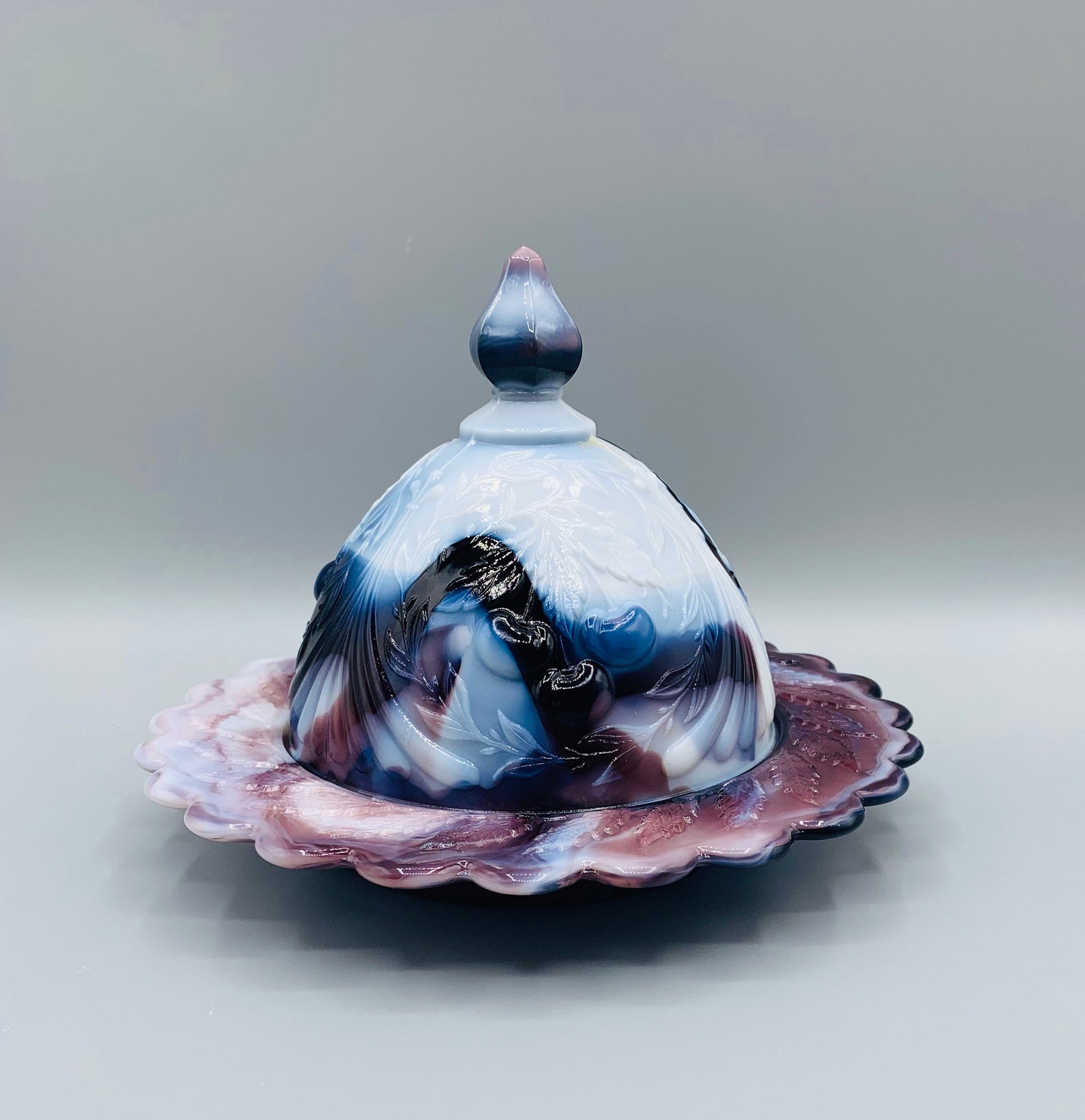 Purple Slag Glass Westmoreland Butter Dish With Cherry Design - Etsy