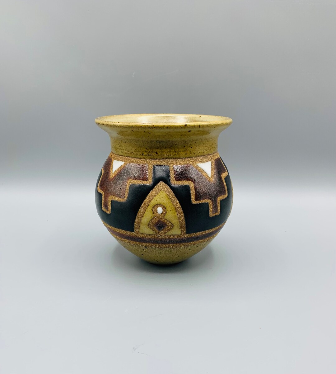 Southwest Aztec Design Pottery Jar Signed by Artist - Etsy
