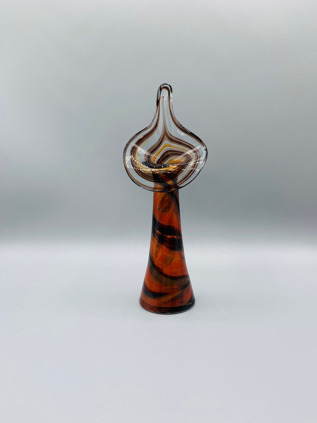 Jack in the Pulpit Swirl Colors Bud Vase MCM Orange / Brown / White ...