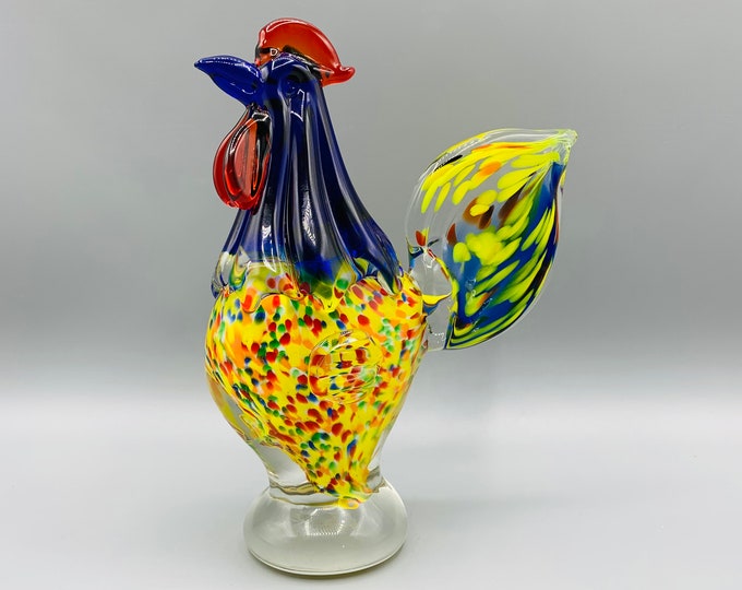 Lenox Rooster - Fiesta in the Sunshine - Art Glass - Bright Cobalt Blue ...