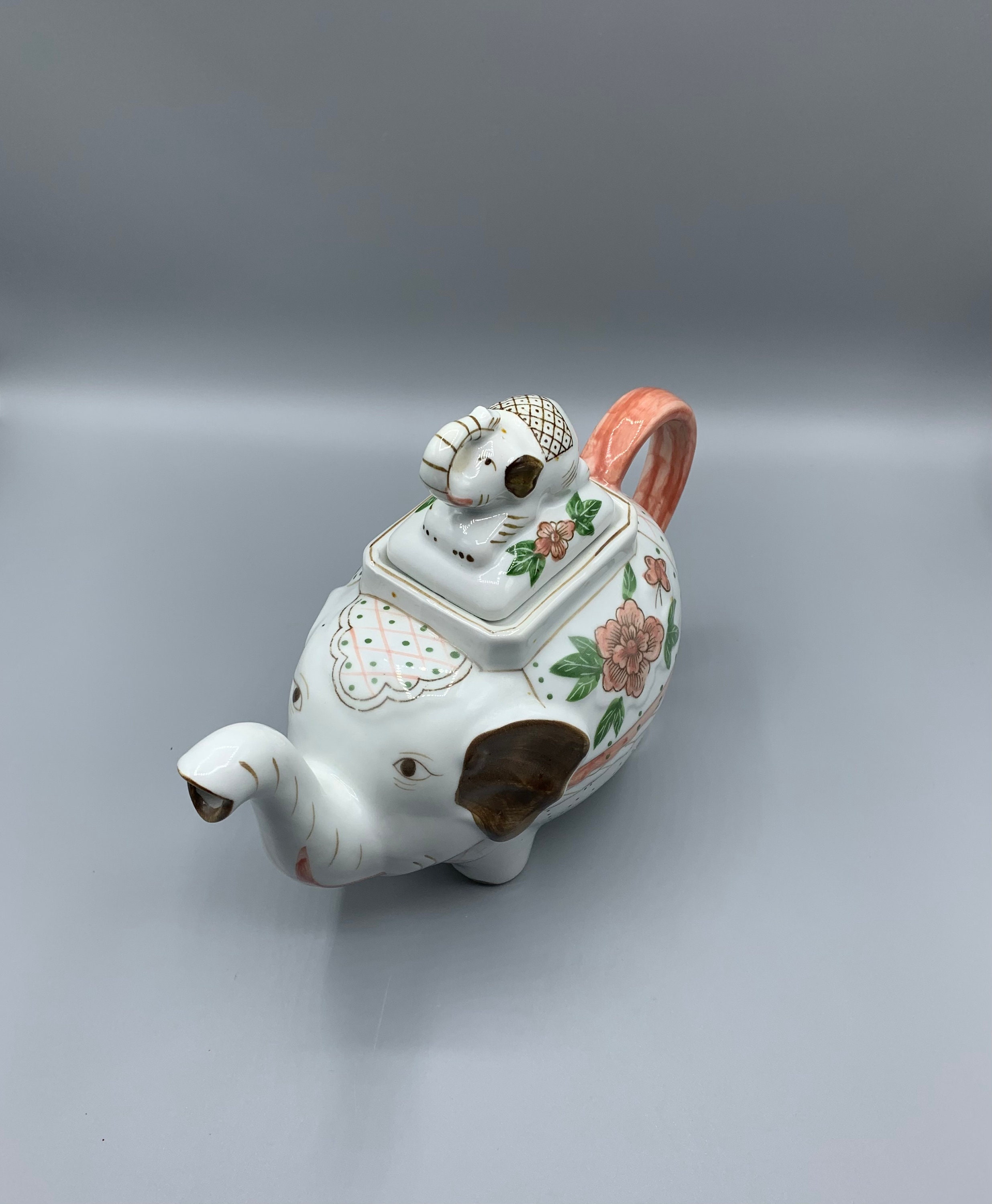 Elephant Teapot Andrea by Sadek Trunk up Pink Flower and - Etsy