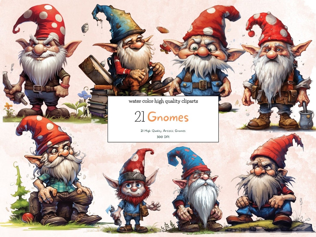 21 Artistic Gnomes Clipart PNG Bundle - Etsy