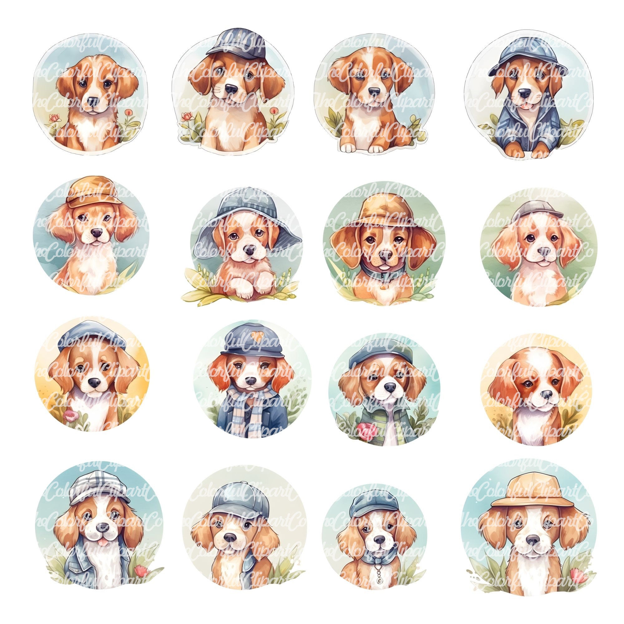 100 Watercolor Cute Puppies PNG Clipart Bundle. - Etsy