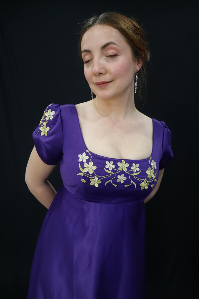 Custom Regency Dress Style Gown With Golden Embroidery - Etsy