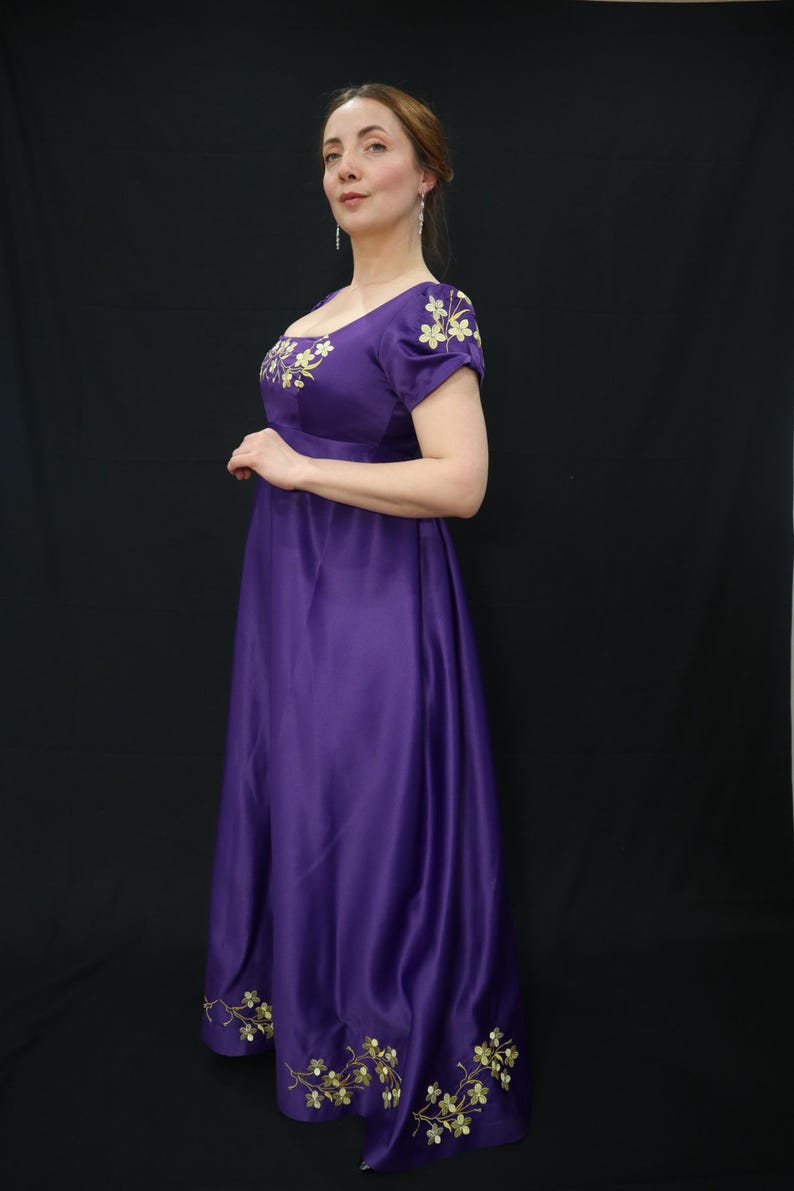 Custom Regency Dress Style Gown With Golden Embroidery - Etsy