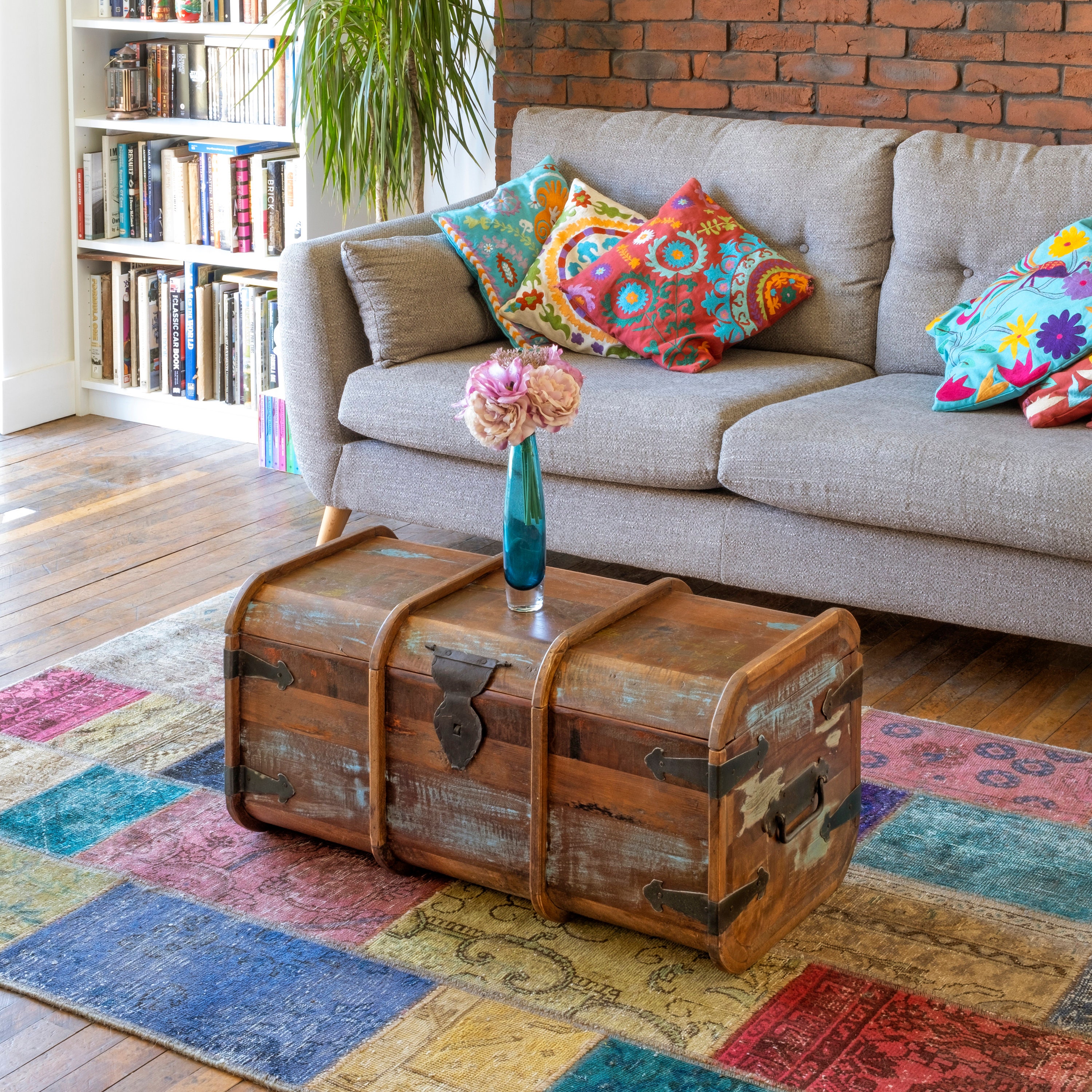 Recycled Distressed Old Painted Teak Trunk Etsy UK