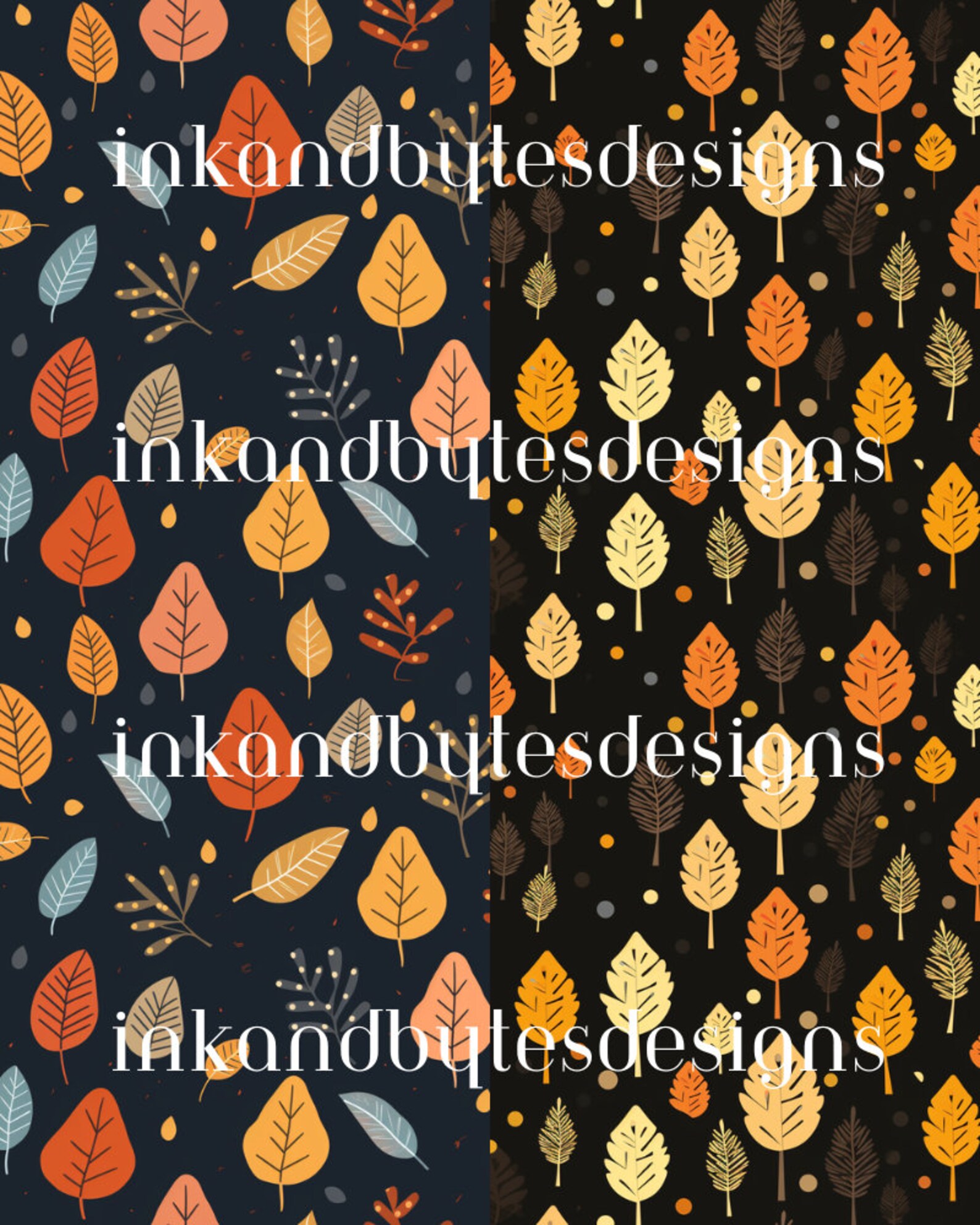 Fall Leaves 12x12 Seamless Pattern Fall Autumn Printable Paper ...