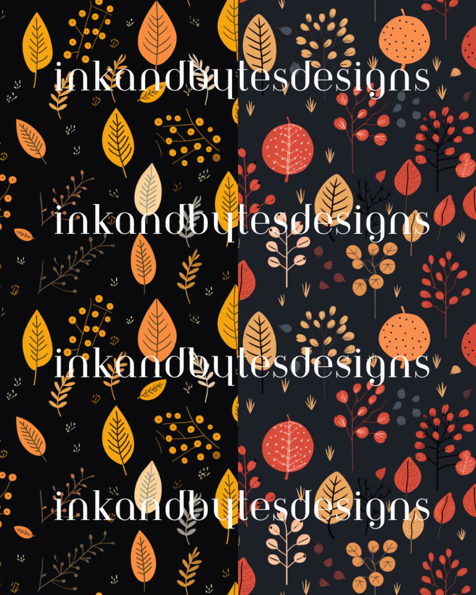 Fall Leaves 12x12 Seamless Pattern Fall Autumn Printable Paper ...
