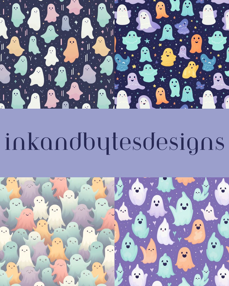 Halloween Pastel Ghosts 8 Seamless Patterns Digital Paper - Etsy