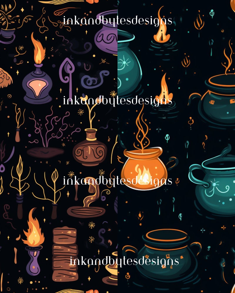 10 Witchy Seamless Digital Download 12inx12in Halloween - Etsy