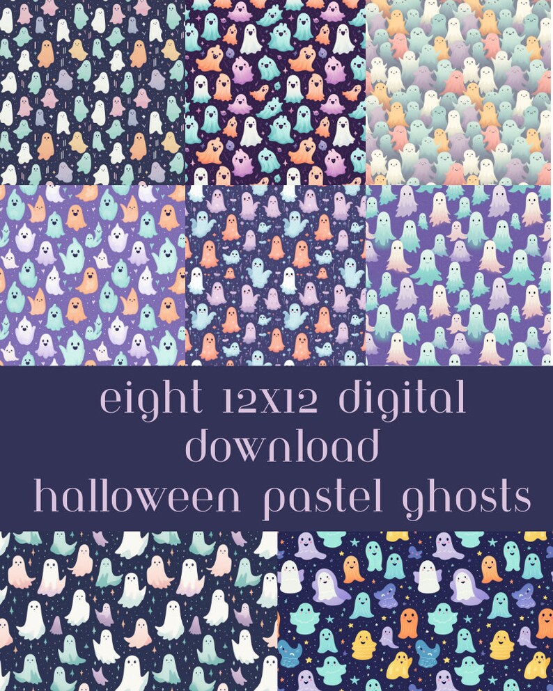 Halloween Pastel Ghosts 8 Seamless Patterns Digital Paper - Etsy