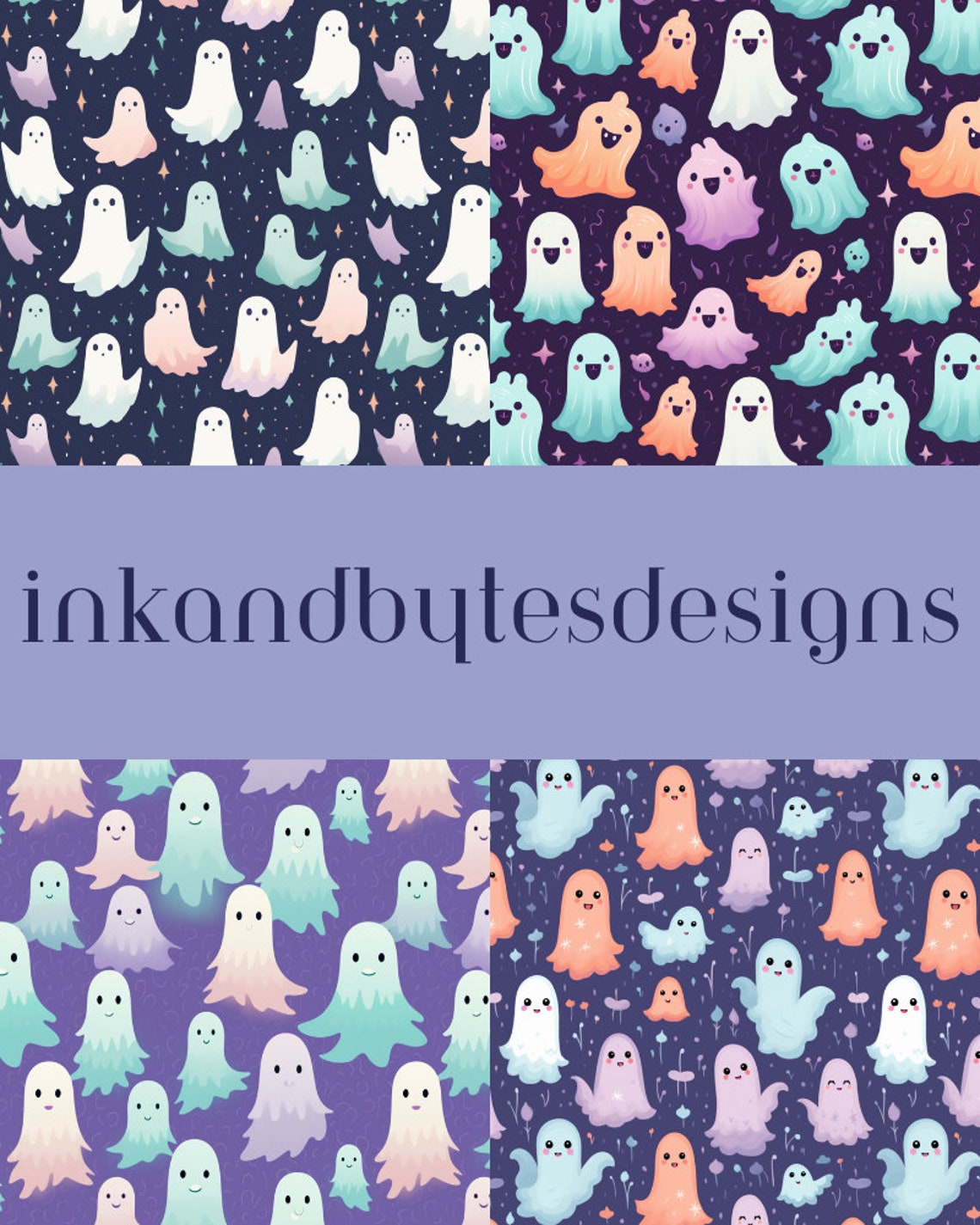 Halloween Pastel Ghosts 8 Seamless Patterns Digital Paper - Etsy