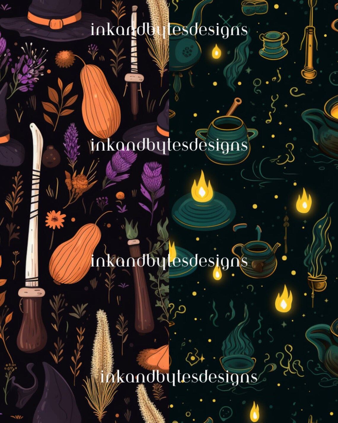 10 Witchy Seamless Digital Download 12inx12in Halloween - Etsy