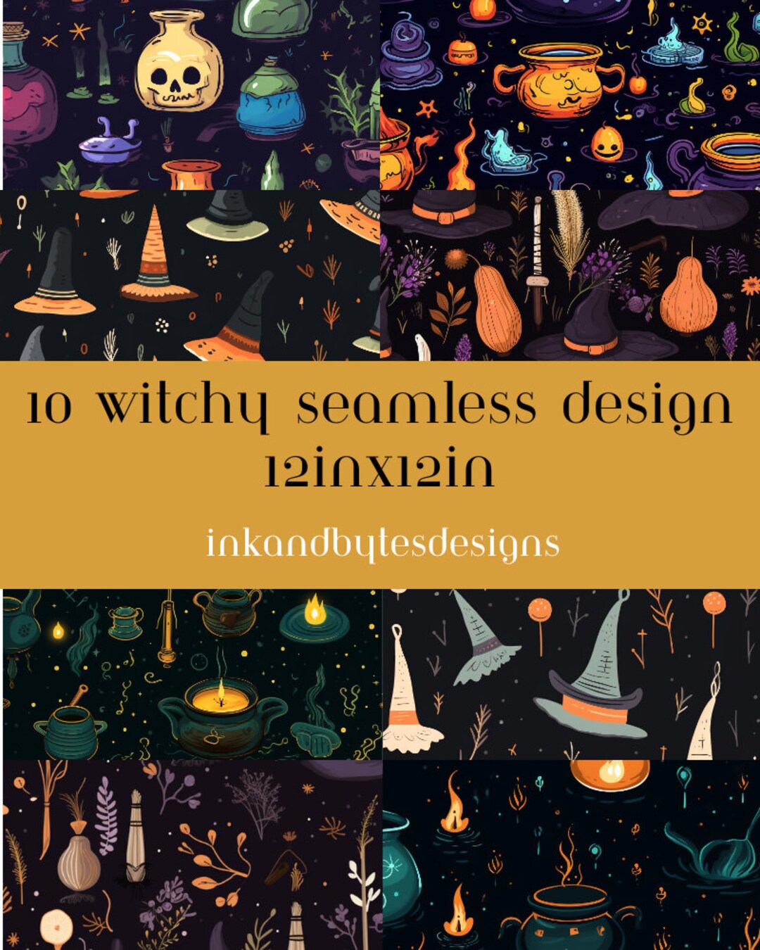 10 Witchy Seamless Digital Download 12inx12in Halloween - Etsy