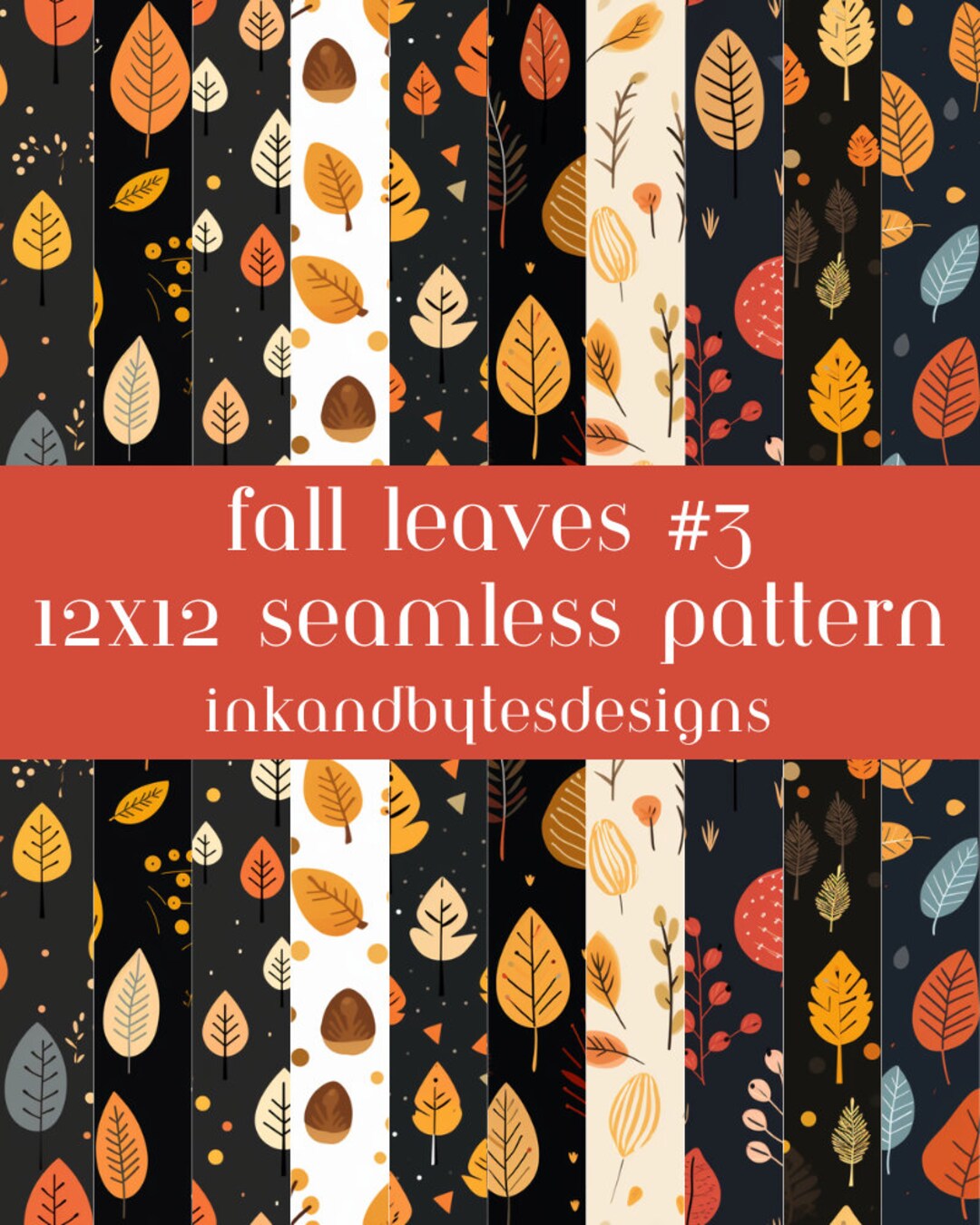 Fall Leaves 12x12 Seamless Pattern Fall Autumn Printable Paper ...