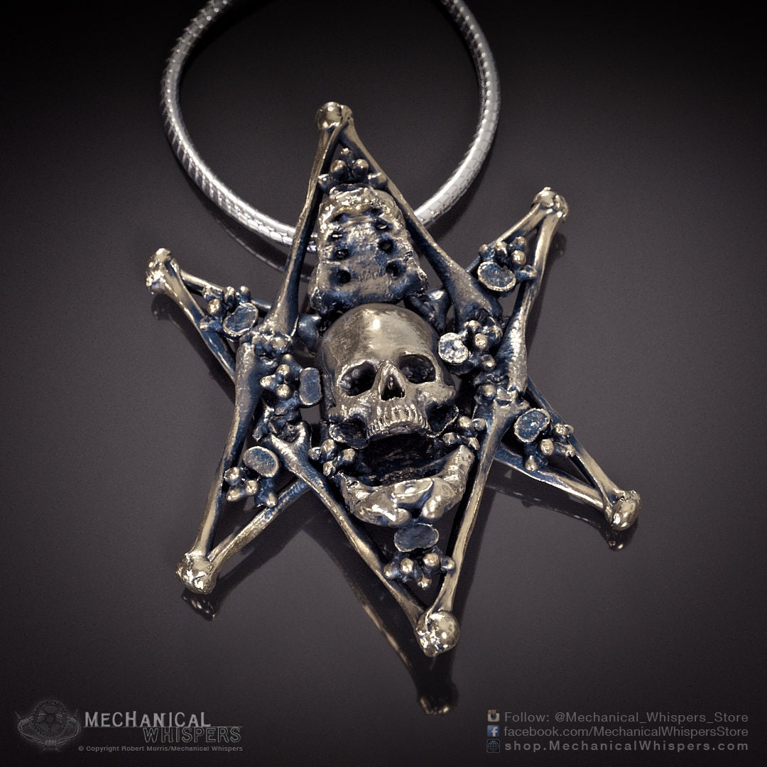 Skull Thelema Crowley Pendant, Hand Polished (skull Metal Goth Bone ...