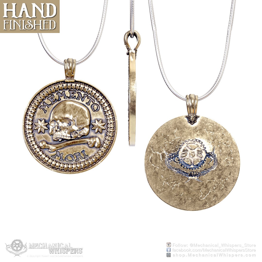 Memento Mori Skull Medallion Pendant Hand Polished sterling - Etsy