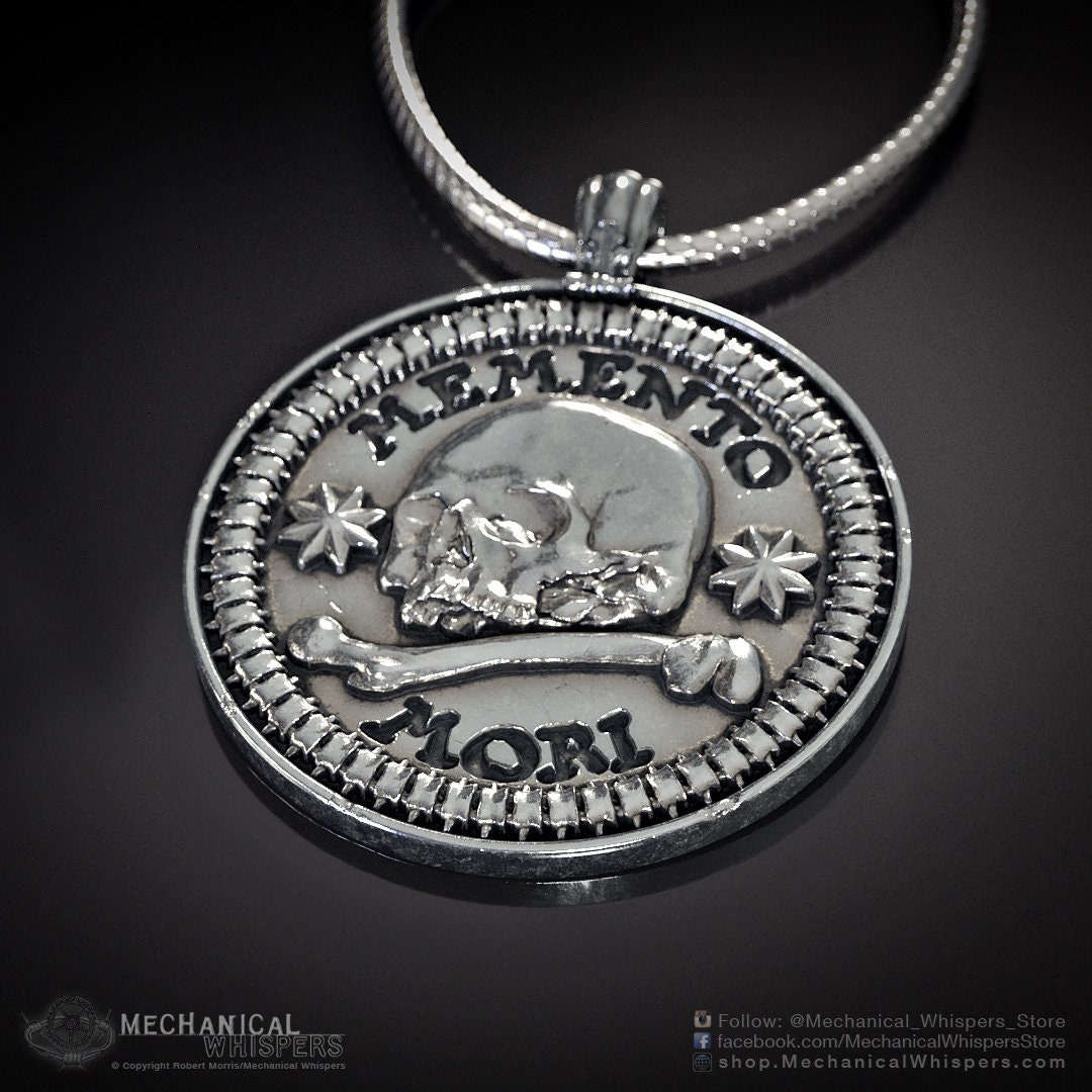 Memento Mori Skull Medallion Pendant, Hand Polished (sterling Silver ...