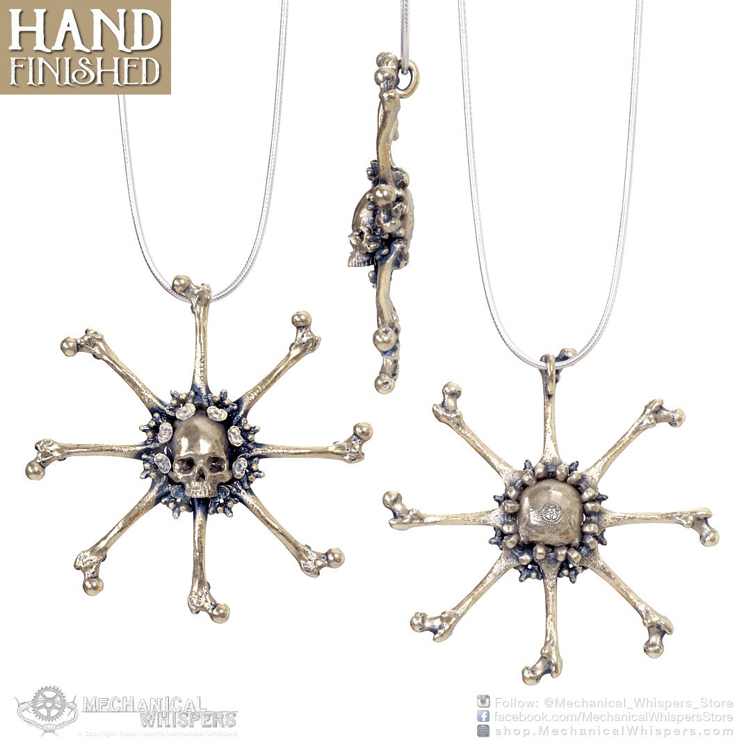 Skull Vehmic Pendant, Hand Polished (skull Metal Bone Necklace Pendant ...