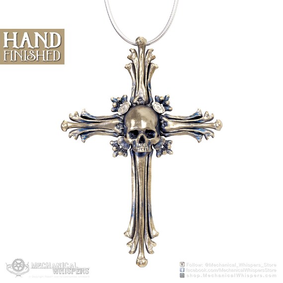 Skull Traditional Cross Pendant Hand Polished skull Metal - Etsy