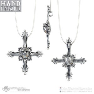 Skull Inverted Cross Pendant, Hand Polished (skull Metal Bone Necklace ...